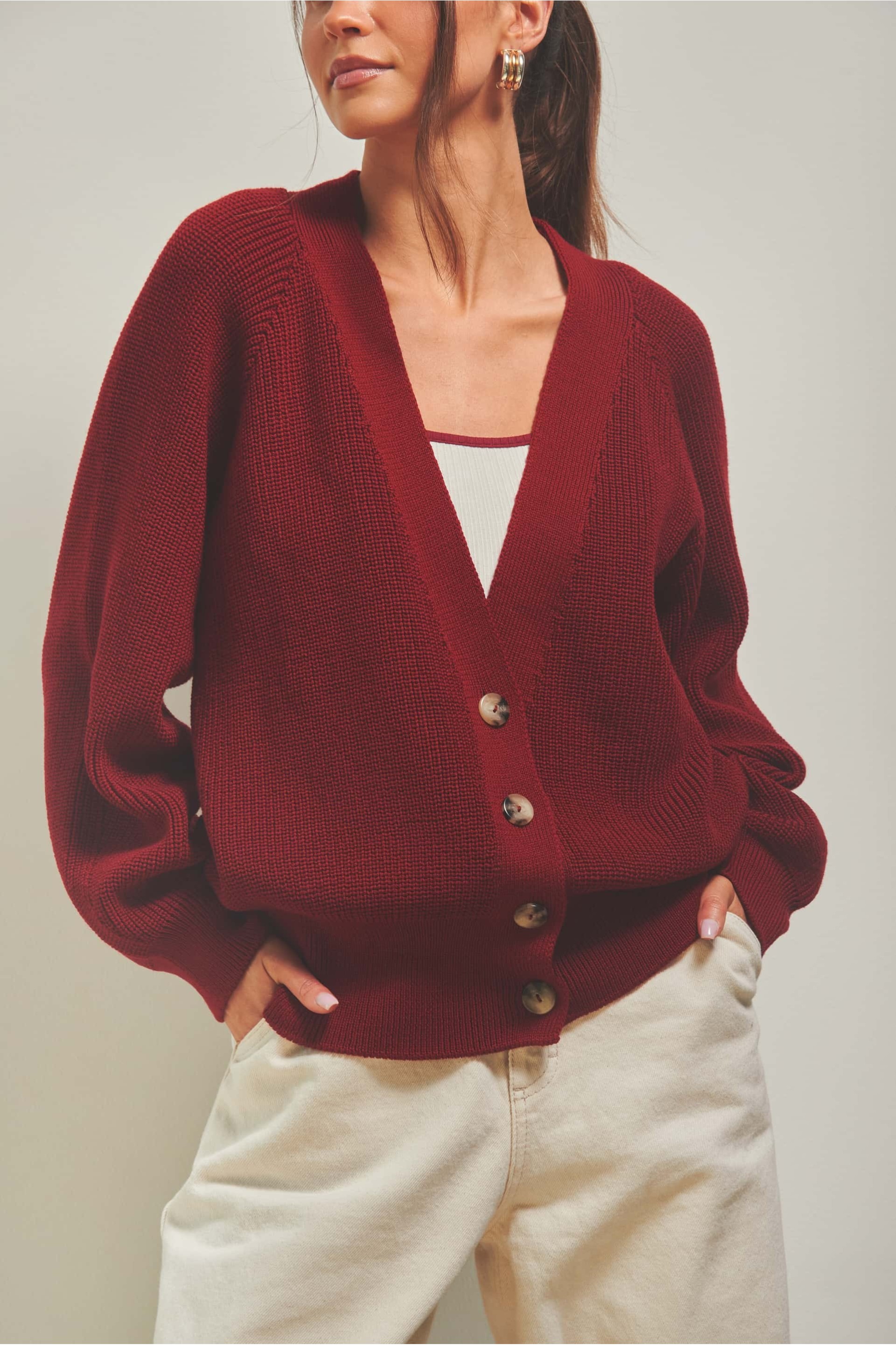 Sweter wełniany damski - 100% merino MALMA BURGUNDY | NAREE