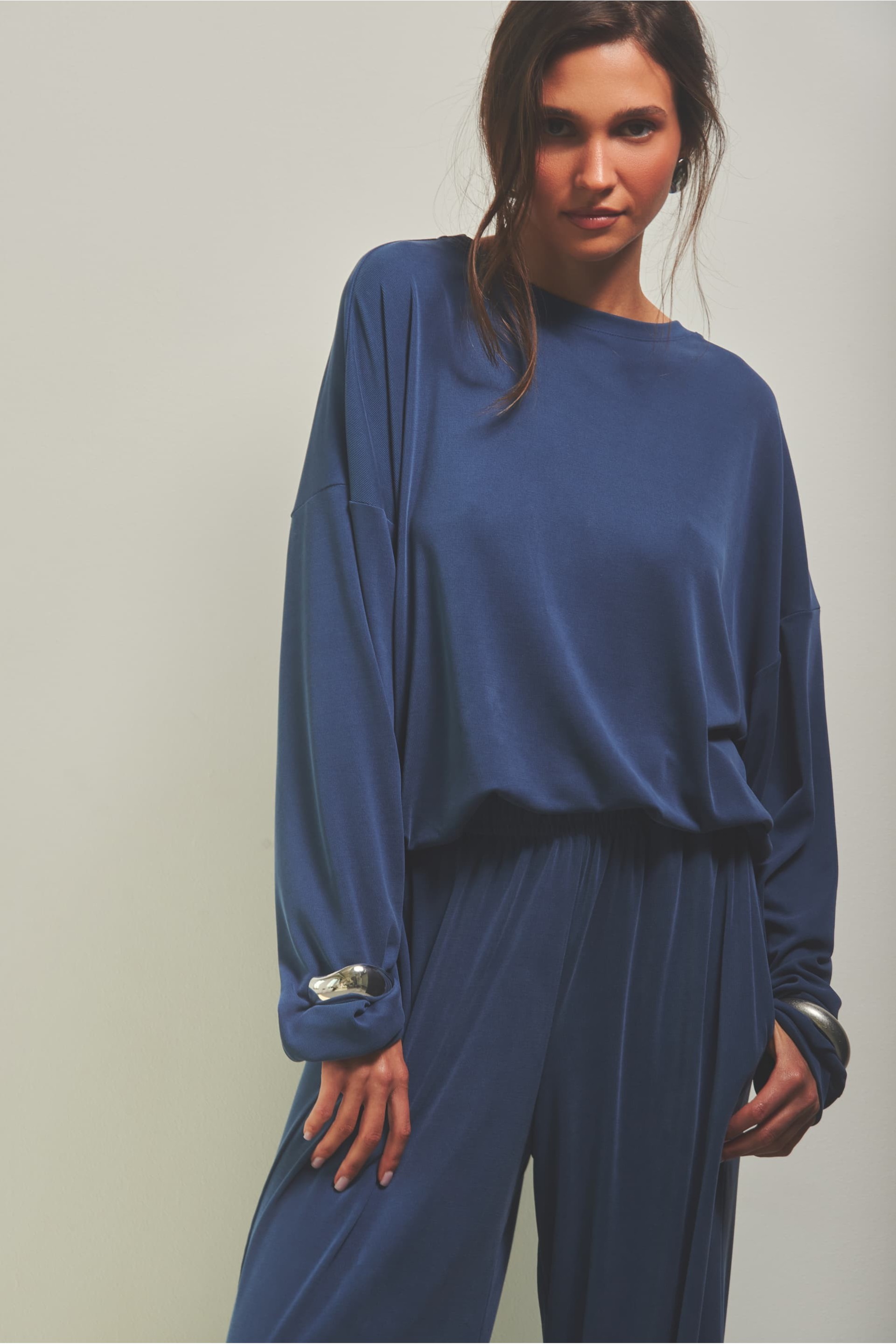 Bluza damska niebieska bez kaptura SUN BLUE | sklep NAREE