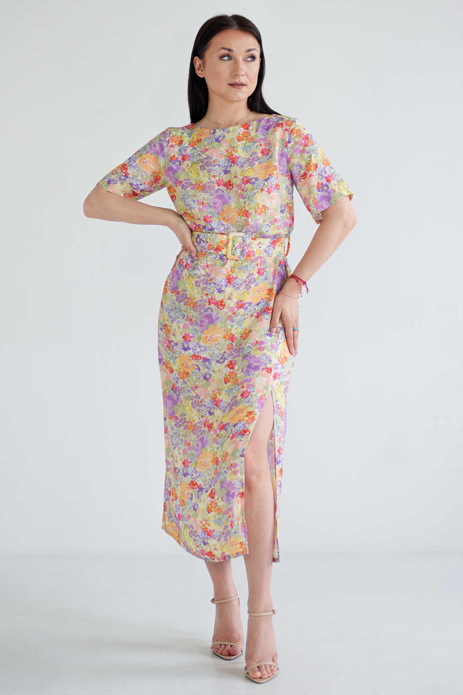 Sukienka Ołówkowa Midi w Kwiaty. Idalia Painted Flowers | Sklep Online ...